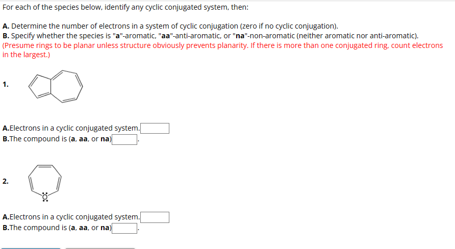 Solved For each of the species below, identify any cyclic | Chegg.com