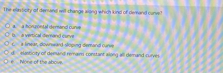Solved The elasticity of demand will change along which kind | Chegg.com