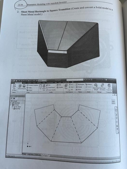 Solved 2. Sheet Metal Rectangle to Square Transition (Create | Chegg.com
