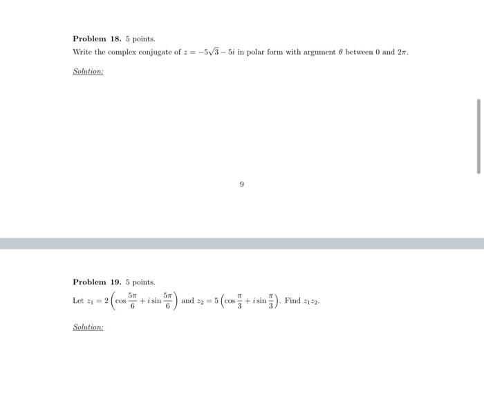 Solved Problem 18. 5 points. Write the complex conjugate of | Chegg.com