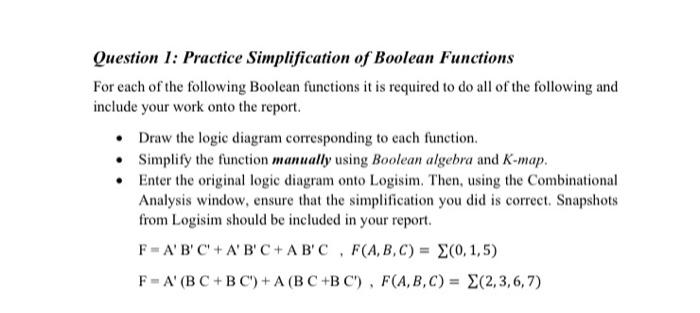 Solved Question 1: Practice Simplification of Boolean | Chegg.com
