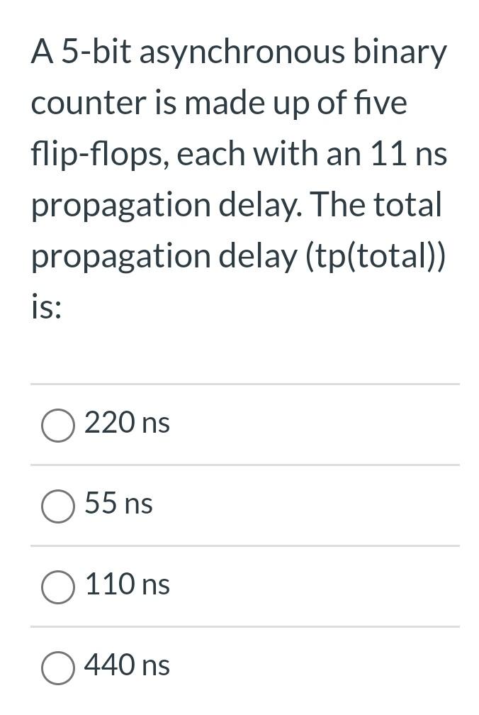 Solved A 5-bit asynchronous binary counter is made up of | Chegg.com
