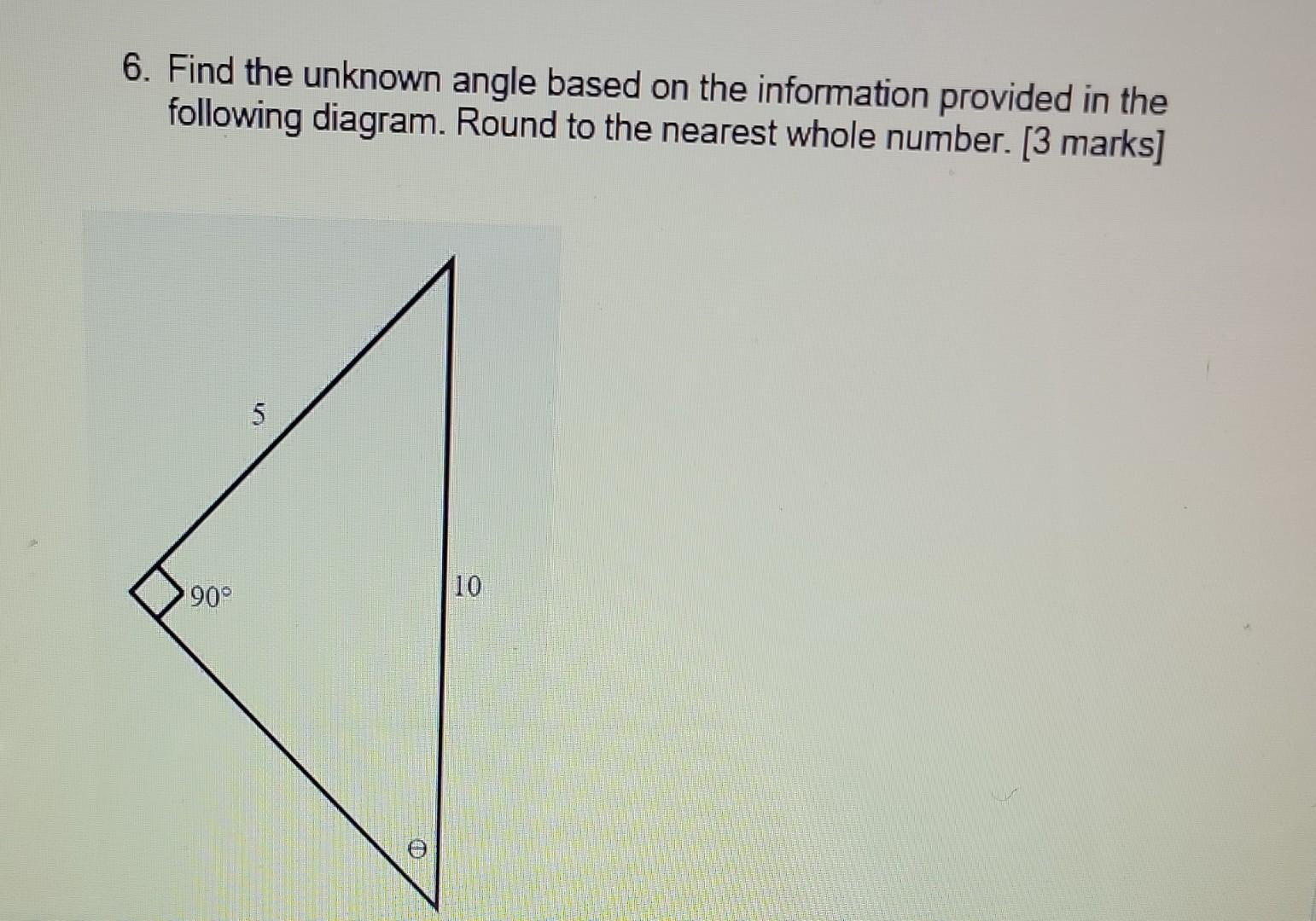 Solved 6. Find the unknown angle based on the information | Chegg.com