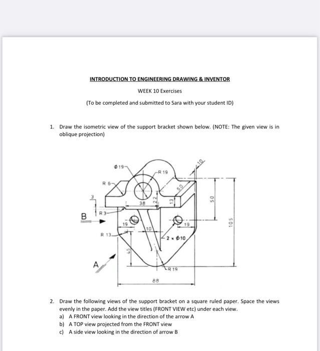 Solved INTRODUCTION TO ENGINEERING DRAWING & INVENTOR WEEK | Chegg.com