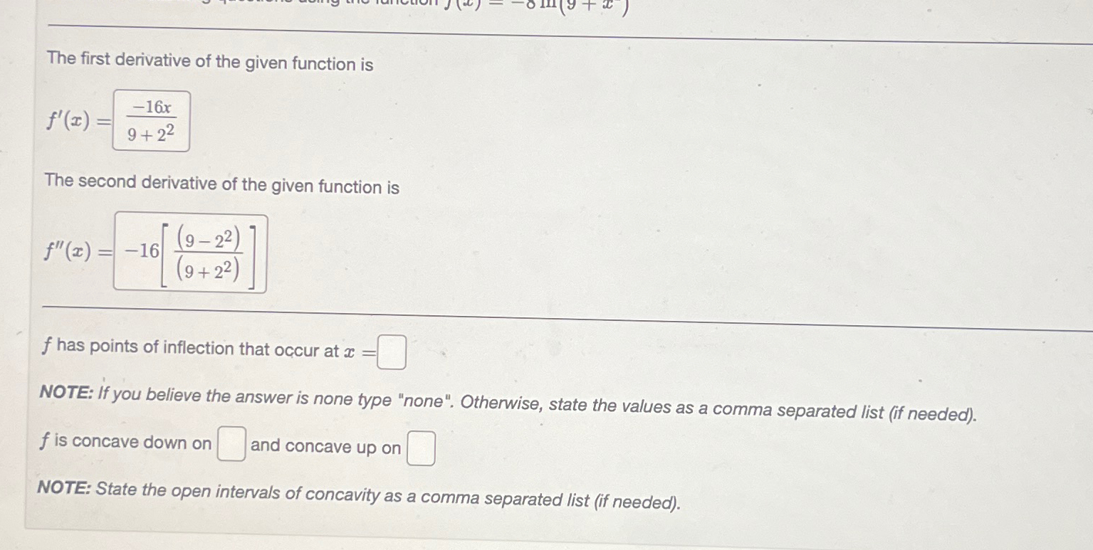 Solved The first derivative of the given function | Chegg.com