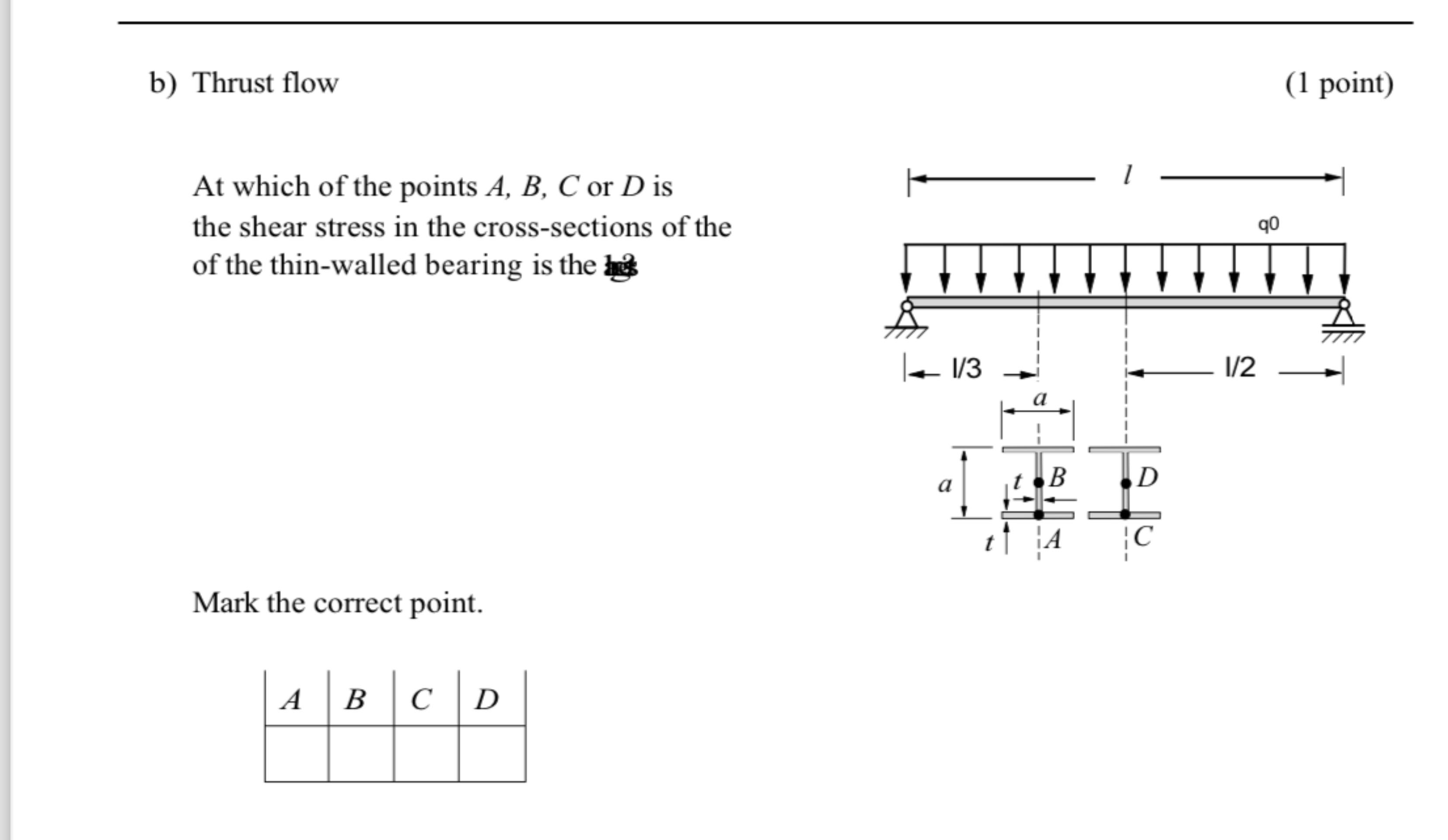 Solved b) ﻿Thrust flow(1 ﻿point)At which of the points A,B,C | Chegg.com