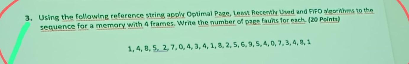 Solved 3 Using The Following Reference String Apply Optimal 