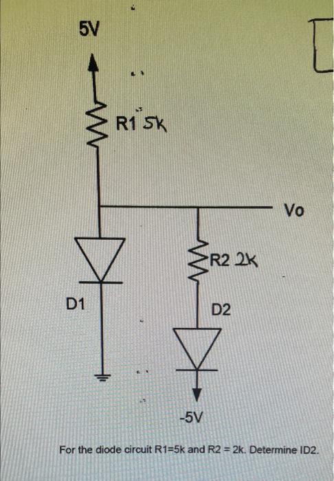 Solved 5V Risk Vo R2 26 D1 D2 -5V For the diode circuit | Chegg.com