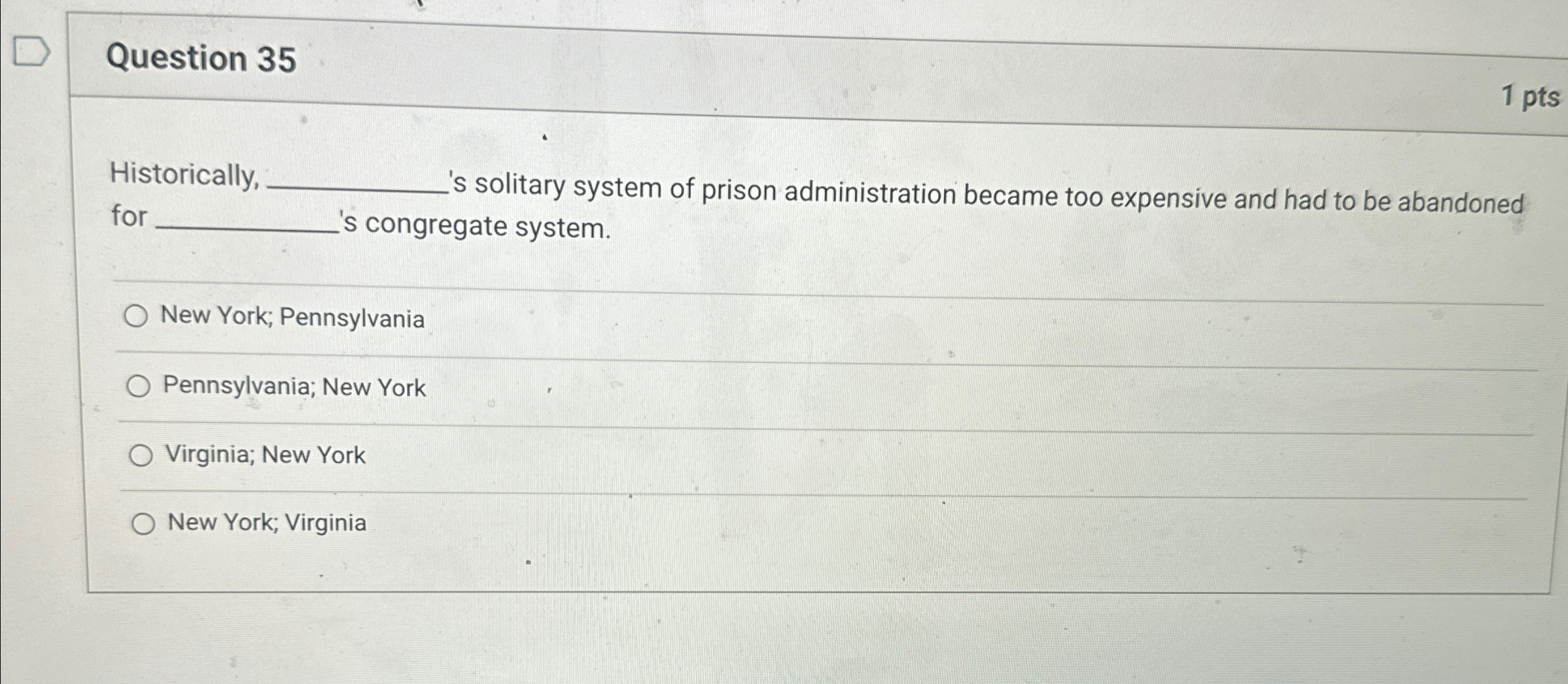 Solved Question 351 ﻿ptsHistorically, 's solitary system | Chegg.com