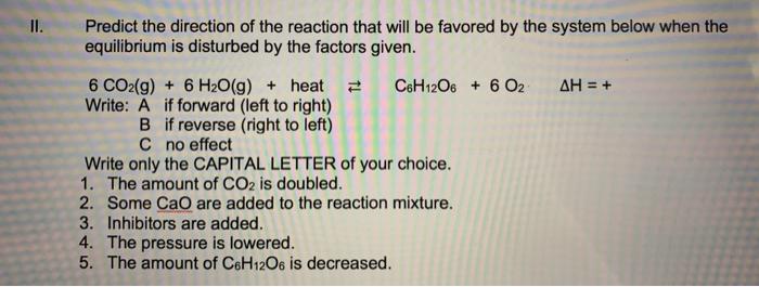 Solved II. Predict the direction of the reaction that will | Chegg.com
