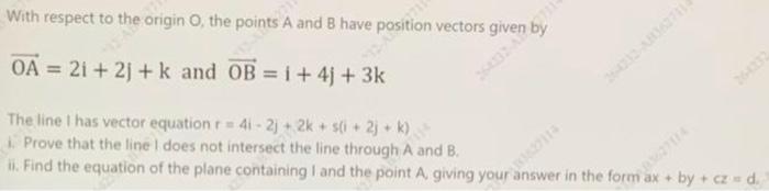 Solved With respect to the origin O, the points A and B have | Chegg.com