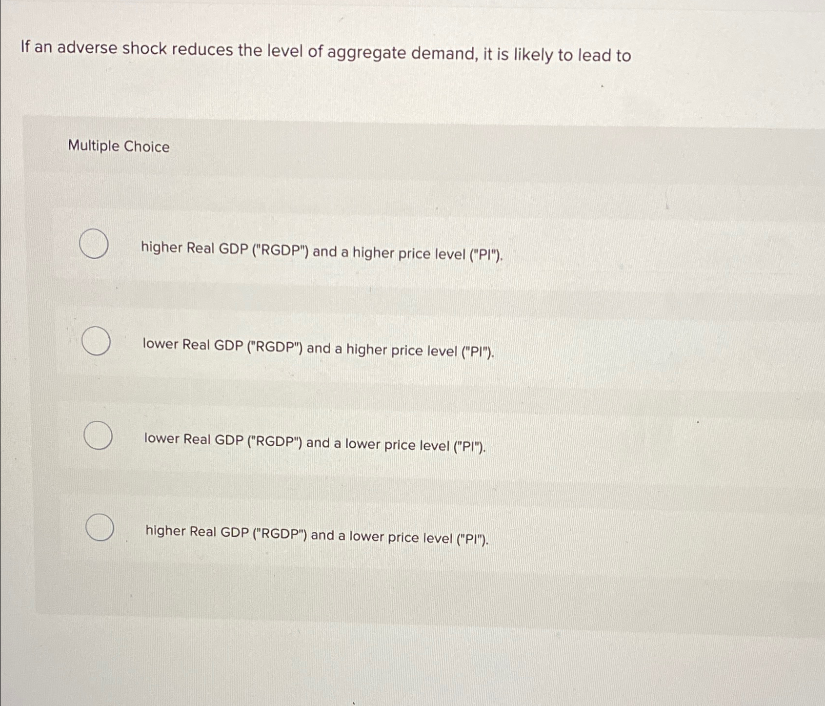 Solved If an adverse shock reduces the level of aggregate | Chegg.com