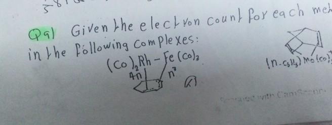 Solved Qa) Given the electron count for each met in the | Chegg.com