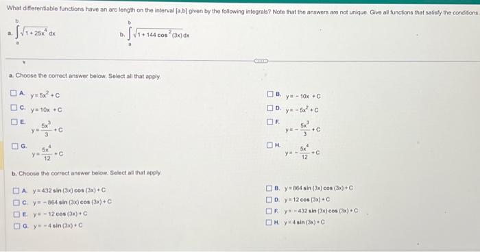 Solved What differentiable functions have an arc length on | Chegg.com