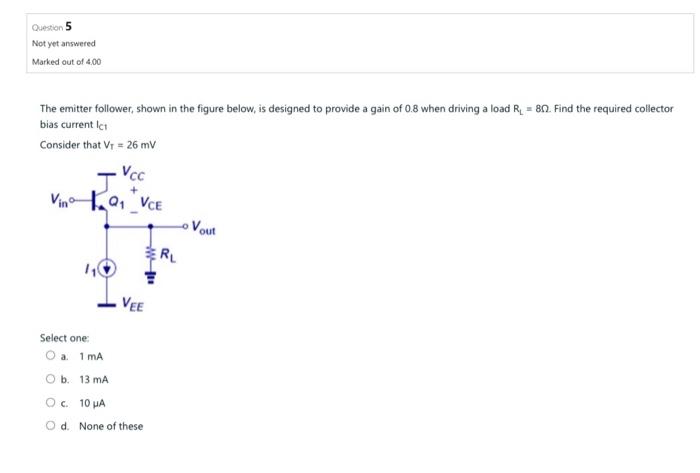 Solved The emitter follower, shown in the figure below, is | Chegg.com