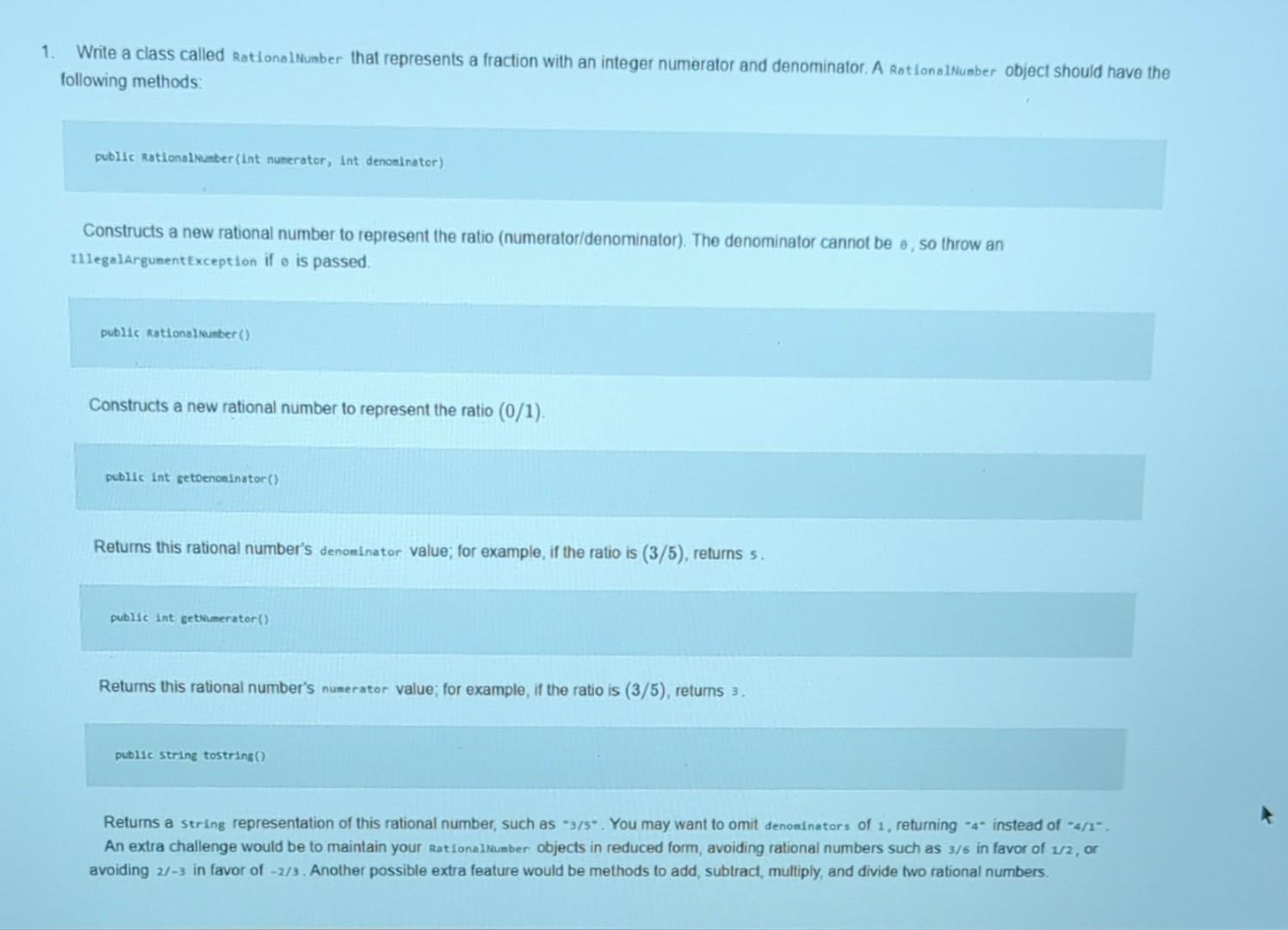 Solved Write a class called Rotionol Number that represents | Chegg.com