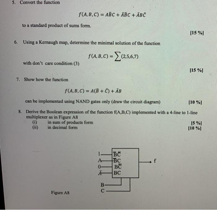 Solved 5 Convert The Function Fabc Abc Abc Ābc To 