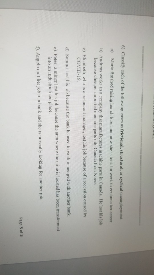 Solved U BIOww. 6). Classify each of the following cases as | Chegg.com