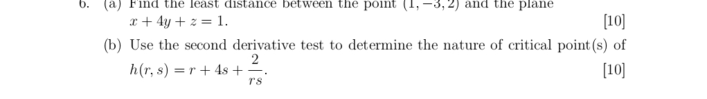 Solved b. (a) ﻿Find the least distance between the point | Chegg.com