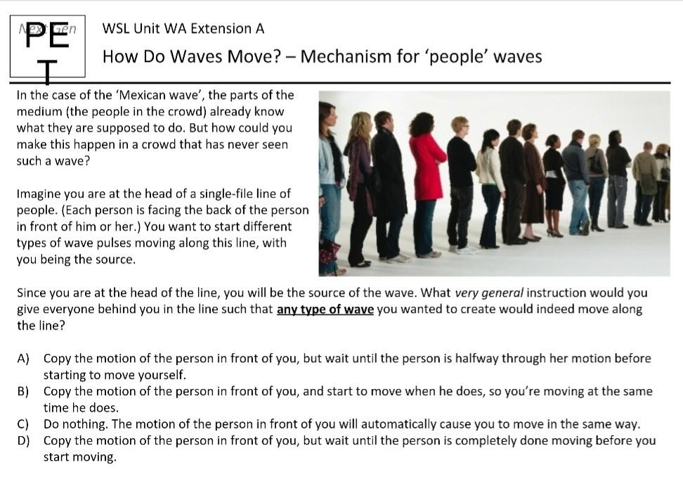 Solved WSL Unit WA Extension A How Do Waves Move? - | Chegg.com