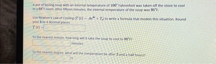 Solved A pot of boiling soup with an internal temperature of | Chegg.com