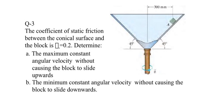 Solved - 300 mm Q-3 The coefficient of static friction | Chegg.com