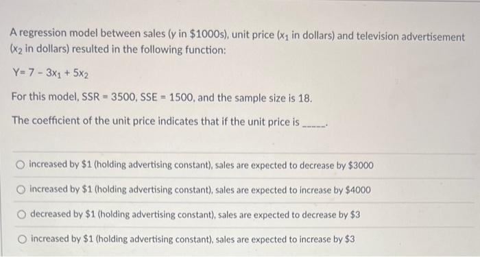 Solved Below you are given a partial Excel output based on a | Chegg.com