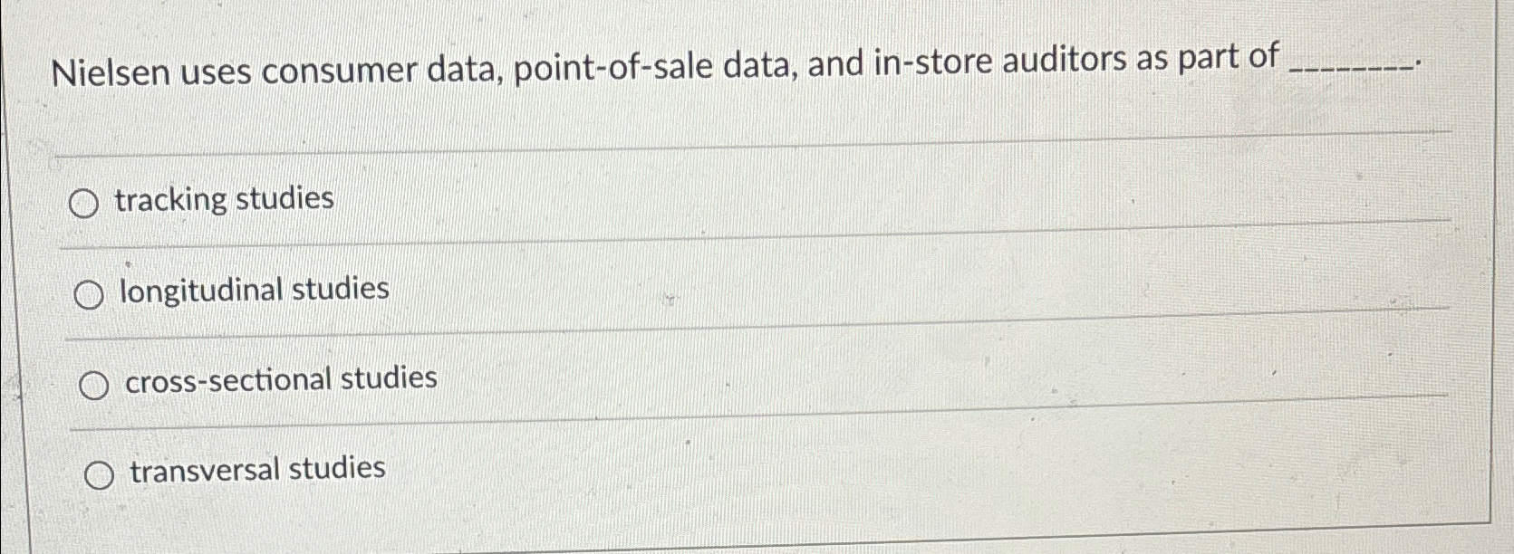 Solved Nielsen uses consumer data, point-of-sale data, and | Chegg.com