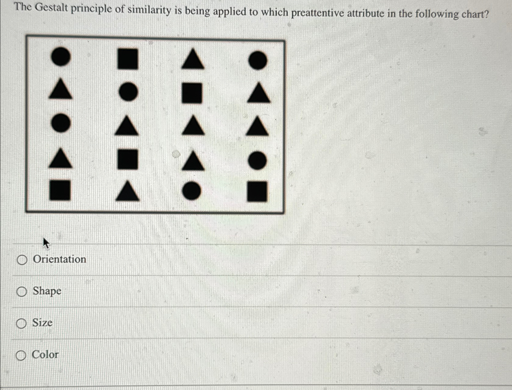 The Gestalt principle of similarity is being applied | Chegg.com