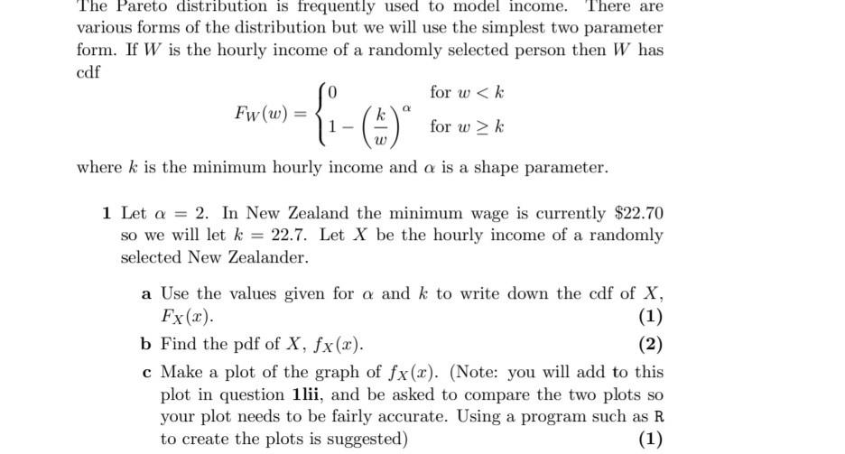 Solved The Pareto distribution is frequently used to model | Chegg.com