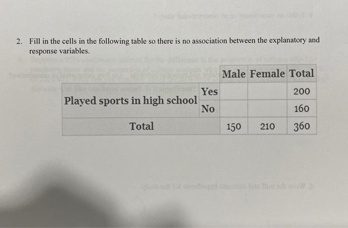 Solved 2. Fill in the cells in the following table so there | Chegg.com