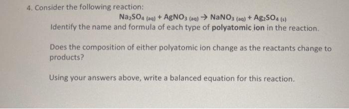 Solved 4. Consider the following reaction: Na2SO4 (aq) + | Chegg.com