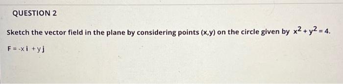 Solved Sketch the vector field in the plane by considering | Chegg.com
