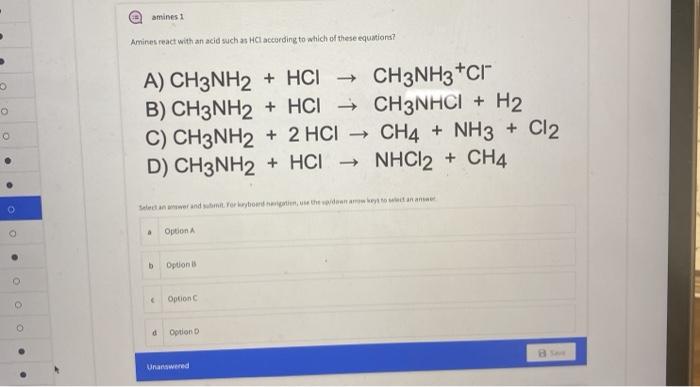 Solved amines 1 Amines react with an acid such as HCl | Chegg.com
