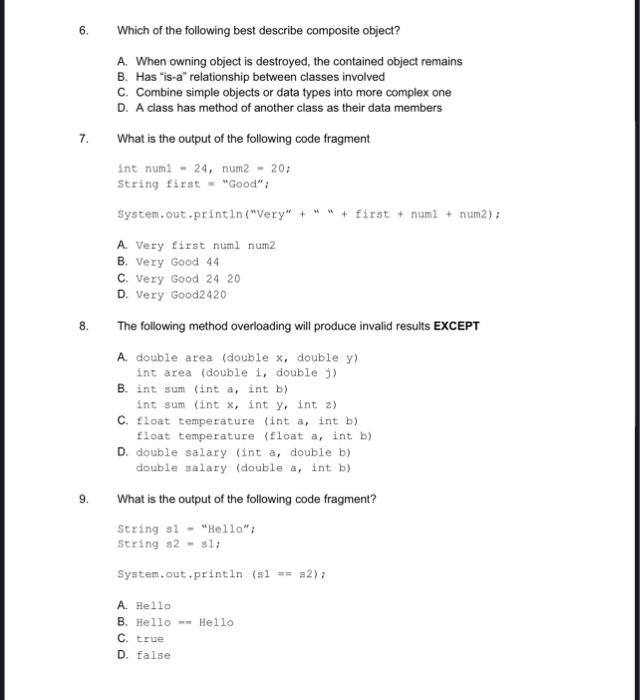 Solved 6. Which of the following best describe composite | Chegg.com