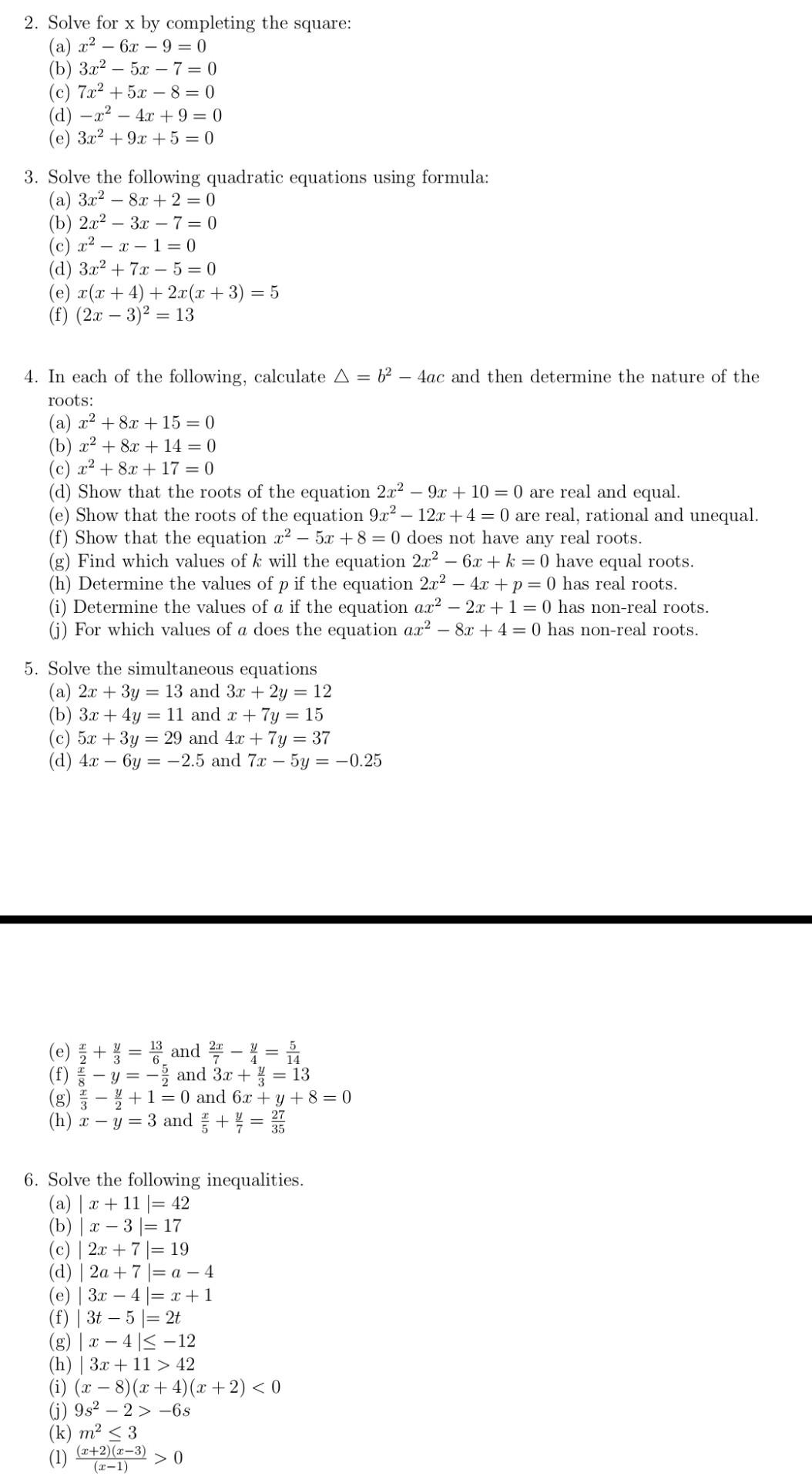 Solved 2. Solve for x by completing the square: (a) x2 - 6x | Chegg.com