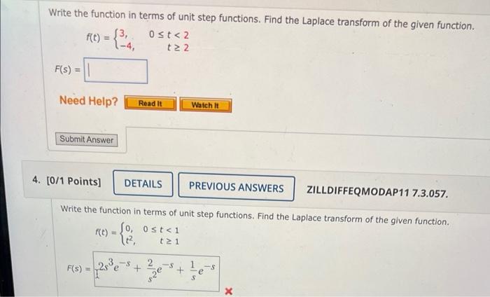 Solved Write the function in terms of unit step functions. | Chegg.com
