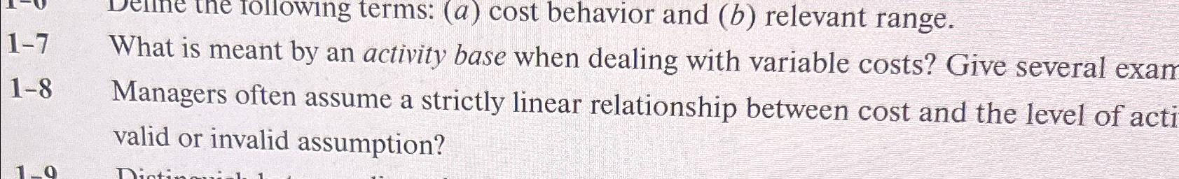 Solved 1-7 ﻿What is meant by an activity base when dealing | Chegg.com