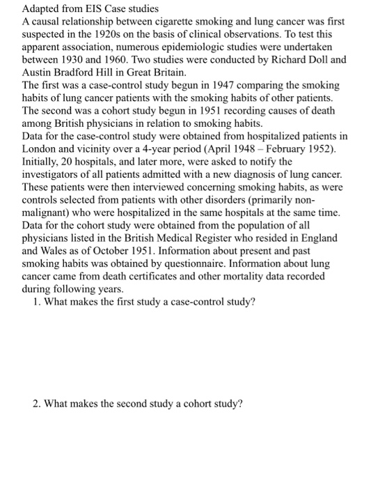 Solved Adapted from EIS Case studies A causal relationship | Chegg.com