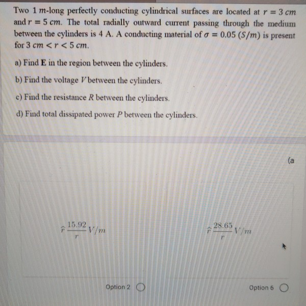 Solved Two 1 m-long perfectly conducting cylindrical | Chegg.com