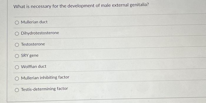 Solved What is necessary for the development of male | Chegg.com
