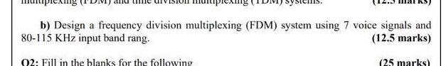 Solved b) Design a frequency division multiplexing (FDM) | Chegg.com