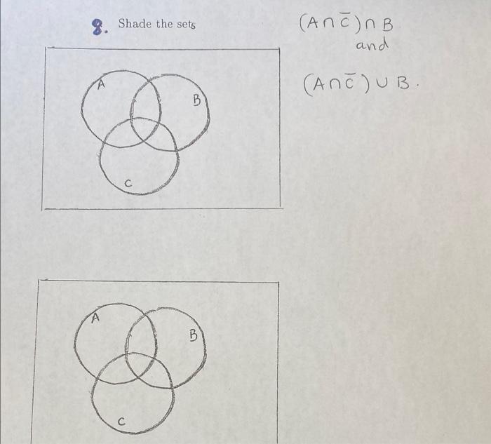 Solved 8. Shade the sets | Chegg.com