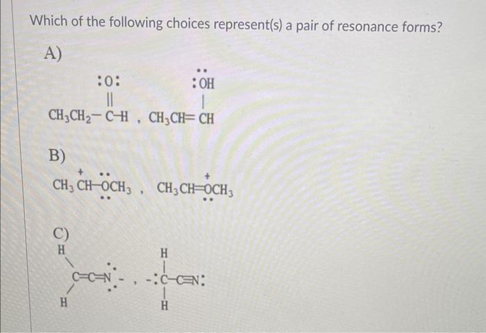 Solved Which of the following choices represent(s) a pair of | Chegg.com