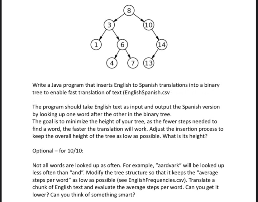 Solved Write a Java program that inserts English to Spanish | Chegg.com Solved Write a Java program that inserts English to Spanish | Chegg.com
