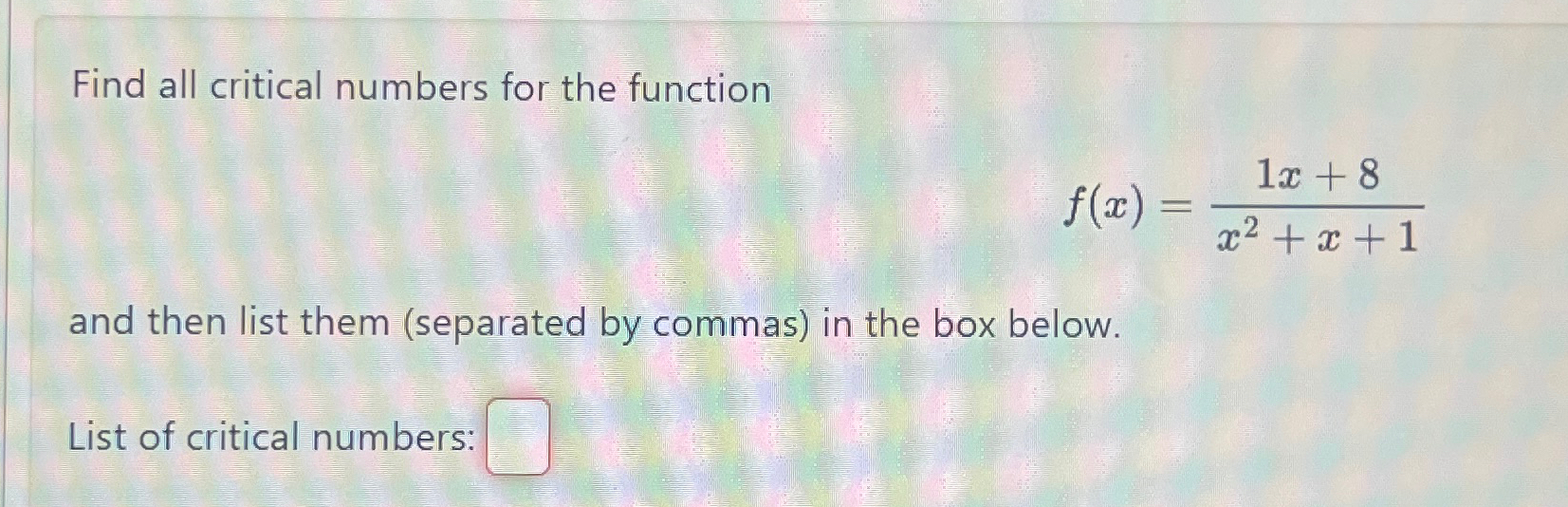Find all critical numbers for the | Chegg.com