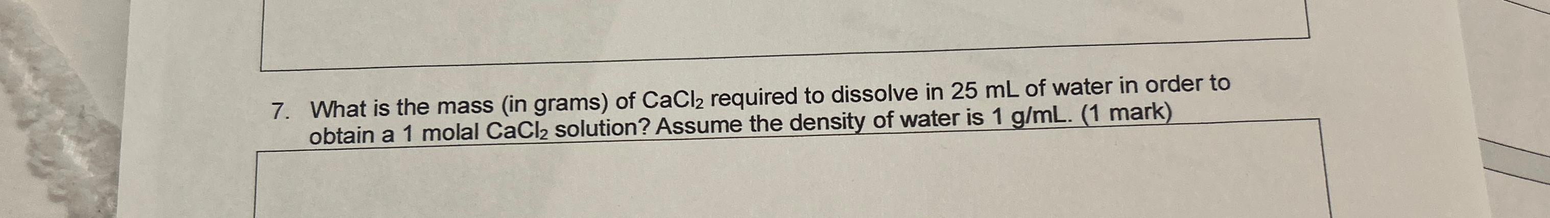 Solved What is the mass (in grams) ﻿of CaCl2 ﻿required to | Chegg.com