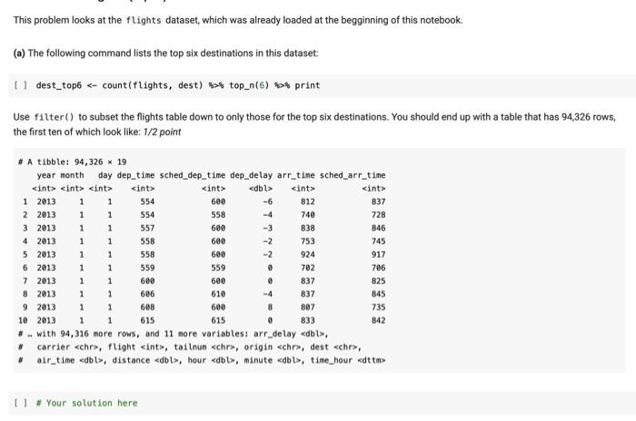 This problem looks at the flights dataset, which was | Chegg.com