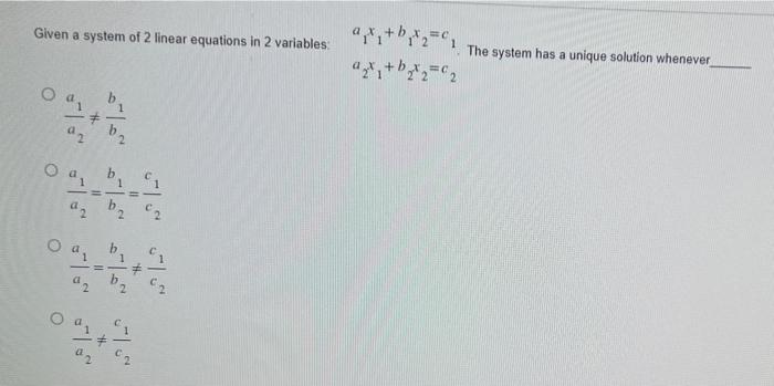 Solved Given a system of 2 linear equations in 2 variables: | Chegg.com