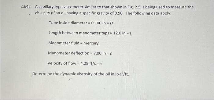 Solved **Appendix D gives dynamic viscosity for a variety of | Chegg.com